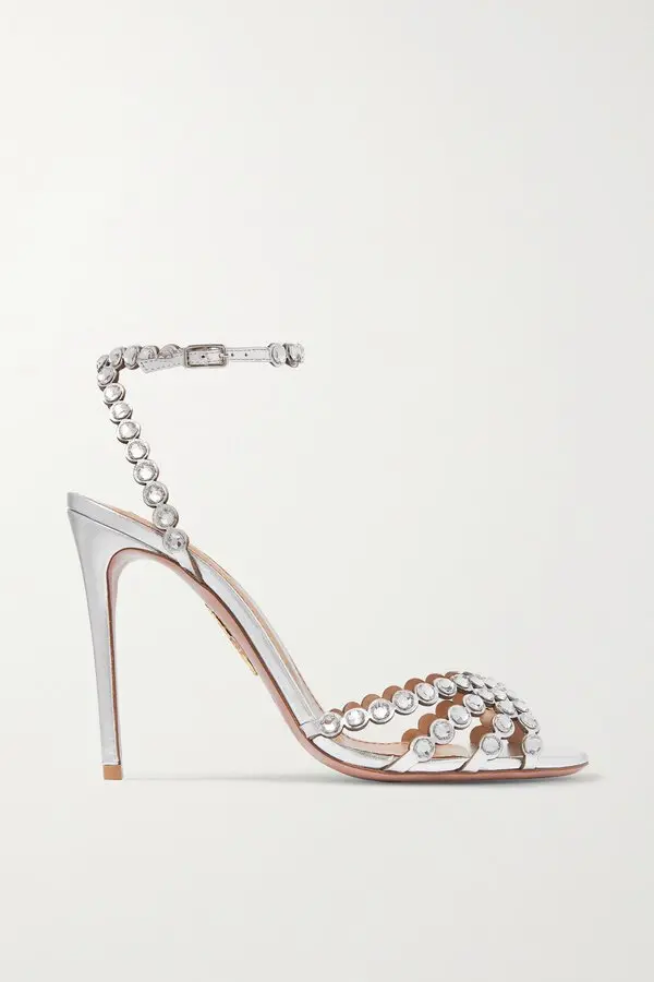 AQUAZZURA Tequila 105 Crystal-embellished Sandals - Silver