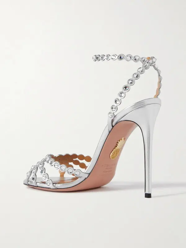 AQUAZZURA Tequila 105 Crystal-embellished Sandals - Silver