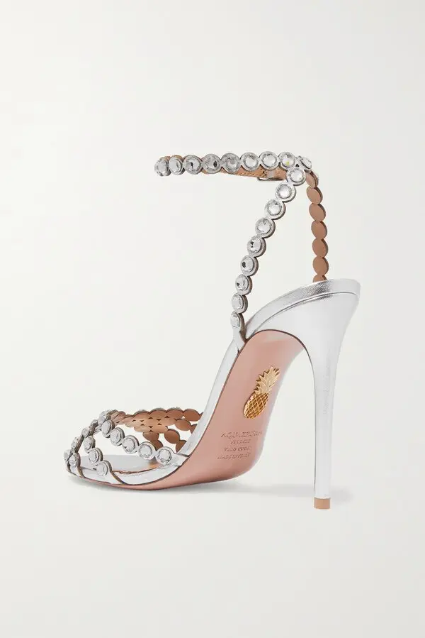 AQUAZZURA Tequila 105 Crystal-embellished Sandals - Silver