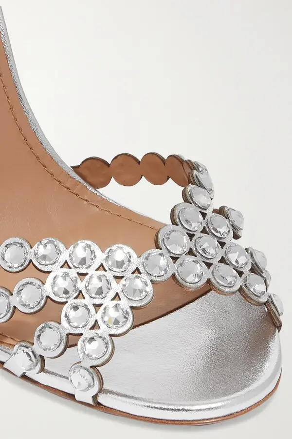 AQUAZZURA Tequila 105 Crystal-embellished Sandals - Silver