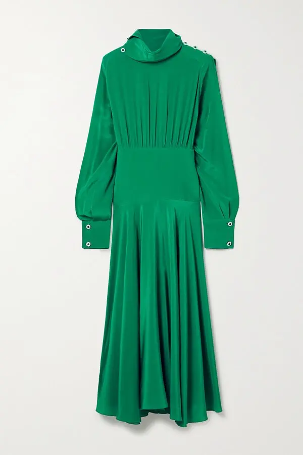 CHRISTOPHER KANE Crystal-embellished Pleated Crepe De Chine Midi Dress