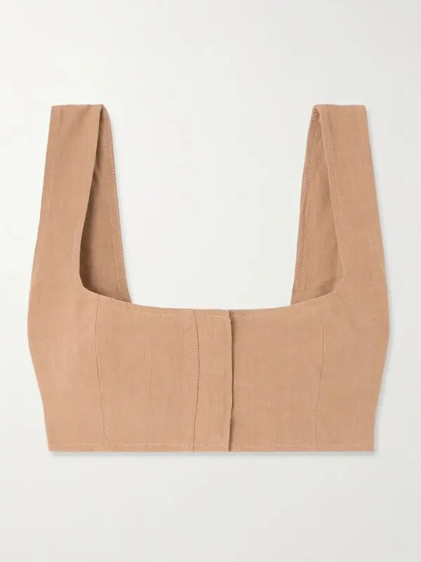 Le Kasha Jirja Cropped Linen Top - Neutrals