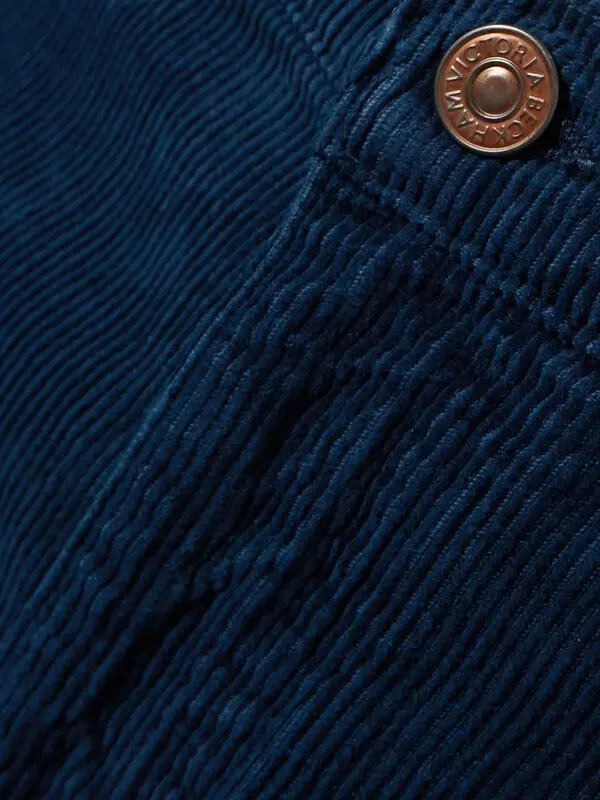Victoria Beckham Cotton-corduroy Straight-leg Trousers - Blue