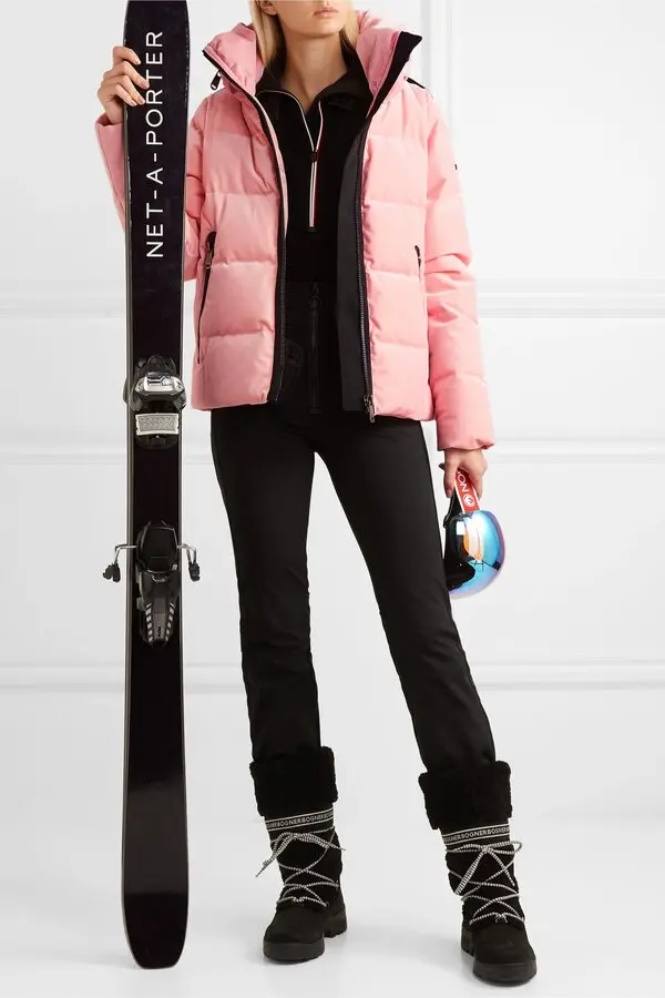 Goldbergh Emmelina Hooded Quilted Velvet Down Ski Jacket