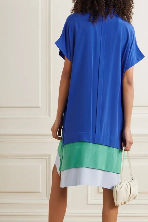 Diane Von Furstenberg Hatsu Tiered Color-Block Silk Crepe De Chine