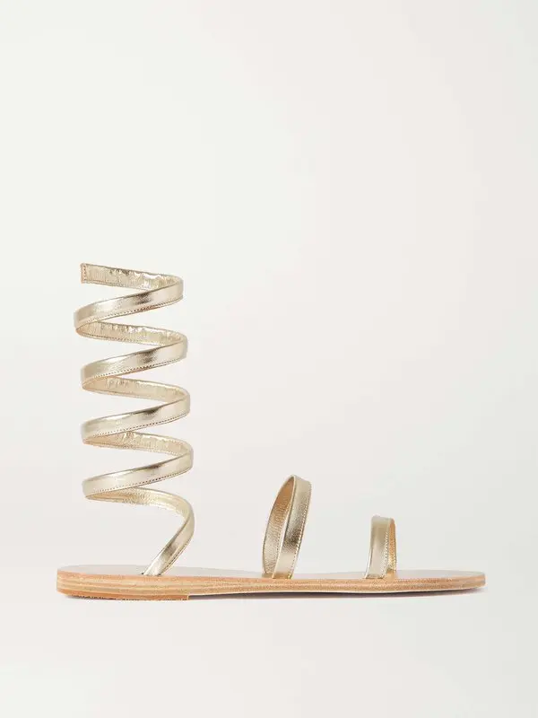 ANCIENT GREEK SANDALS Ofis Metallic Leather Sandals - Gold