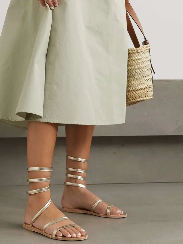 ANCIENT GREEK SANDALS Ofis Metallic Leather Sandals - Gold