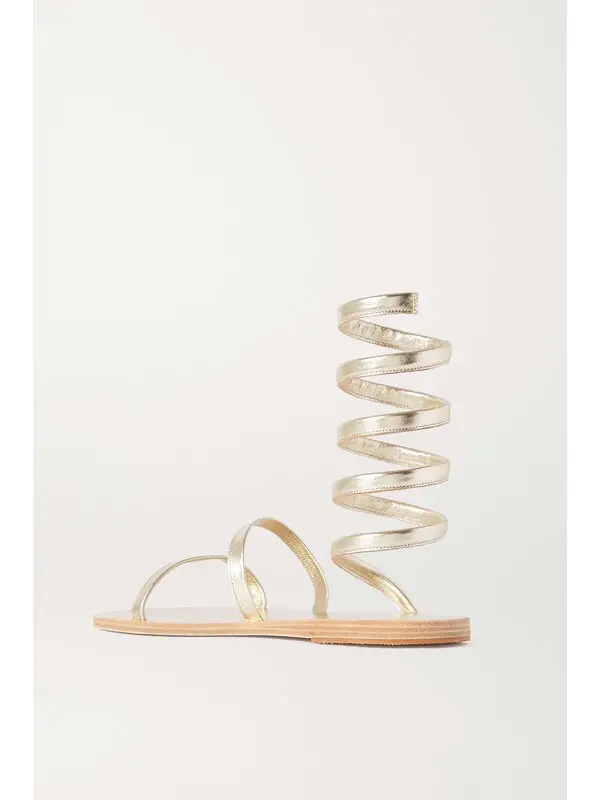 ANCIENT GREEK SANDALS Ofis Metallic Leather Sandals - Gold