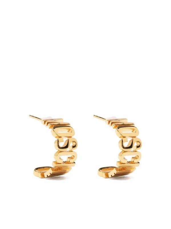 Moschino Lettering Hoop Earrings - Gold