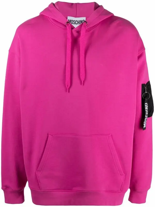 Moschino Cotton Hoodie With Zip Pocket