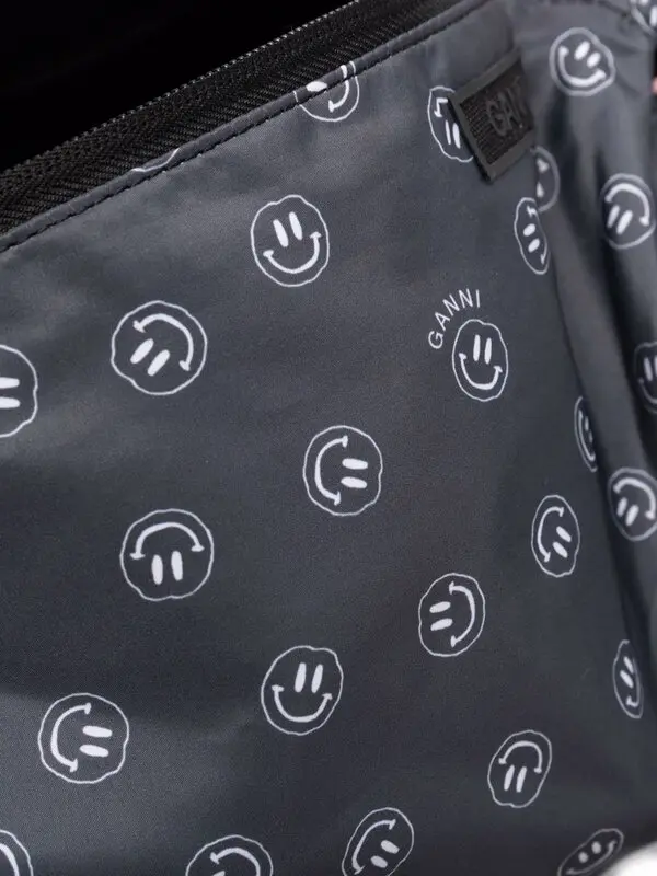 GANNI Smiley-face Print Technical Tote Bag