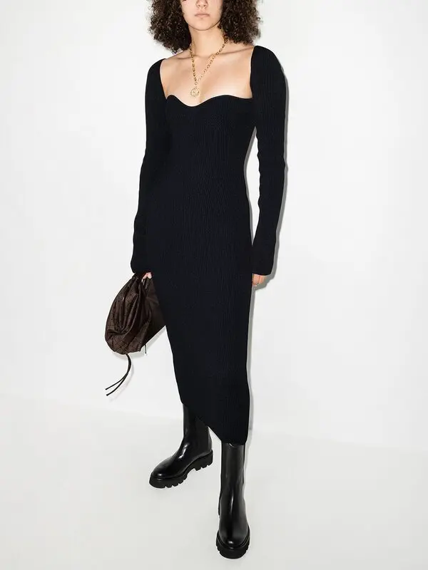 khaite beth ribbed-knit midi dress Khaite Black Beth Dress