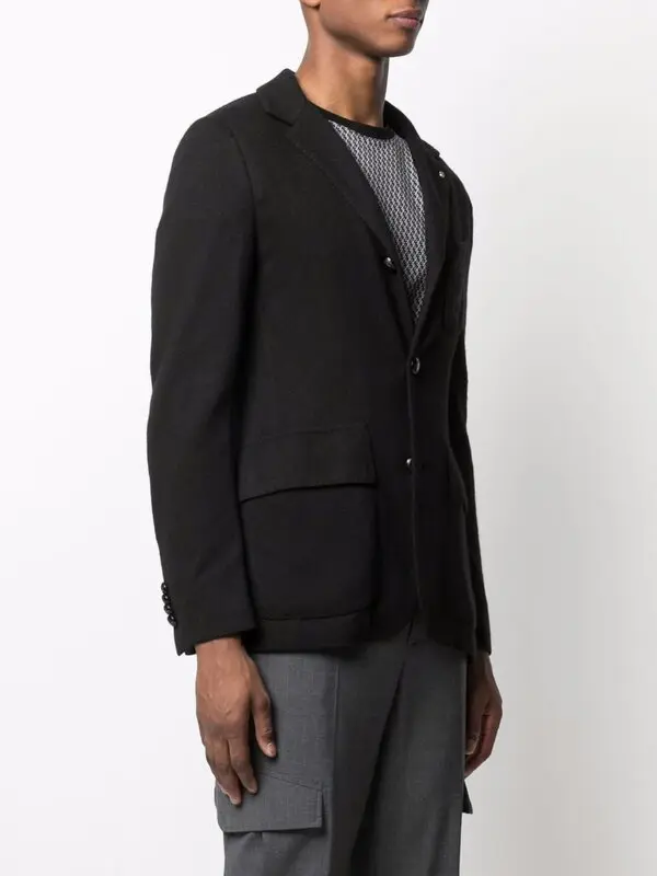 BILLIONAIRE Crest-embroidered Slim-fit Blazer - Black
