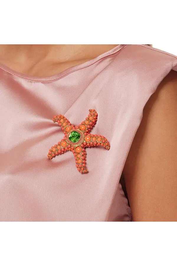 KENNETH JAY LANE Starfish Brooch - Coral