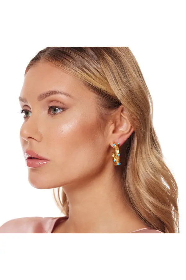 KENNETH JAY LANE Hoop Earrings With Turquoise Cabochons