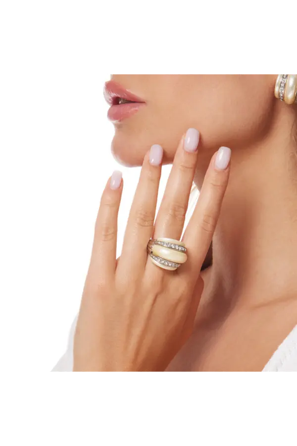 KENNETH JAY LANE Pearl Ring - Silver