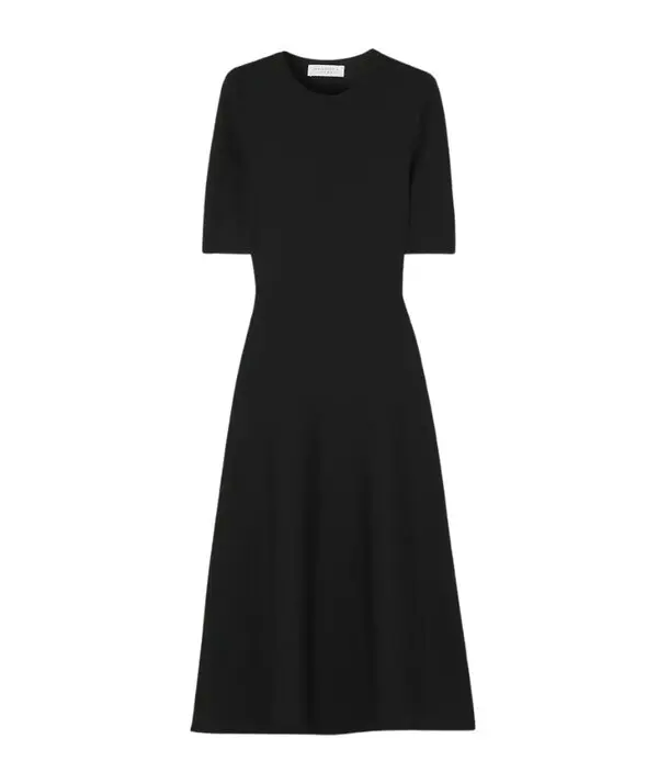 Gabriela Hearst Seymore Wool, Cashmere And Silk-blend Midi Dress - Black