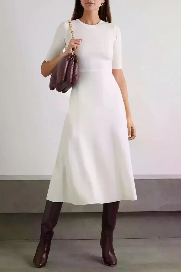 Gabriela Hearst Seymore Wool, Cashmere And Silk-blend Midi Dress - White