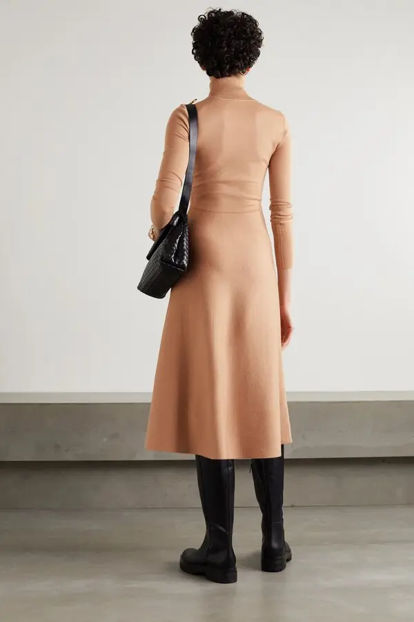 Gabriela Hearst Betti Wool, Cashmere And Silk-Blend Turtleneck Midi Dress  In Brown - 60% Off | Editorialist