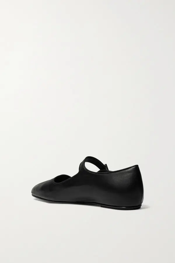 THE ROW Ava Leather Mary Jane Ballet Flats - Black