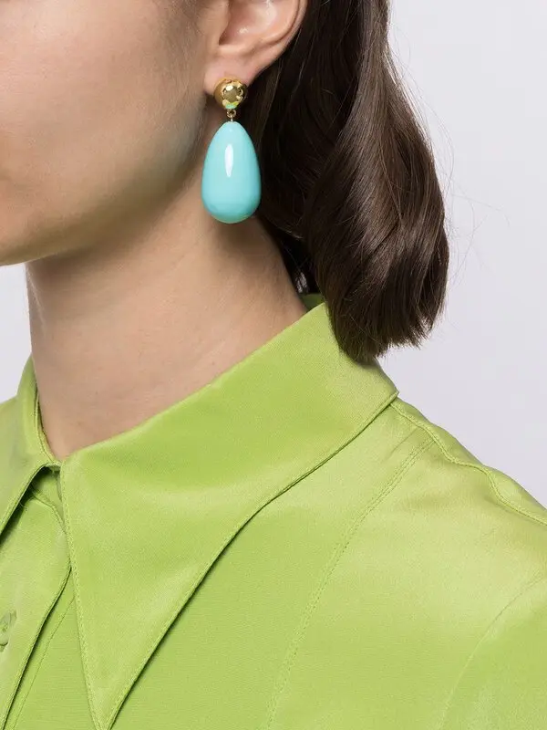 ESHVI Oval Drop Earrings - Blue