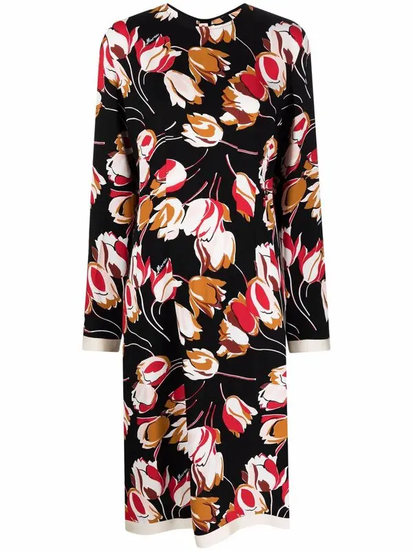 Marni Printed Long Sleeve Dress - Black