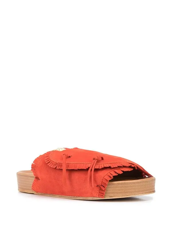 Visvim Christo Shaman-Folk Suede Sandals - Orange | Editorialist display picture 3