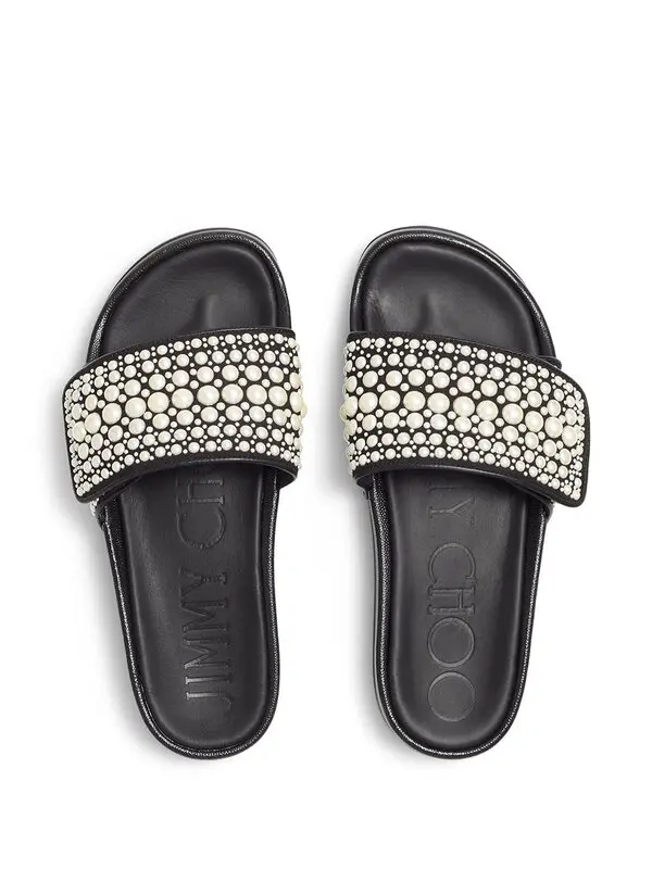 JIMMY CHOO Fitz Embellished Slides - Black
