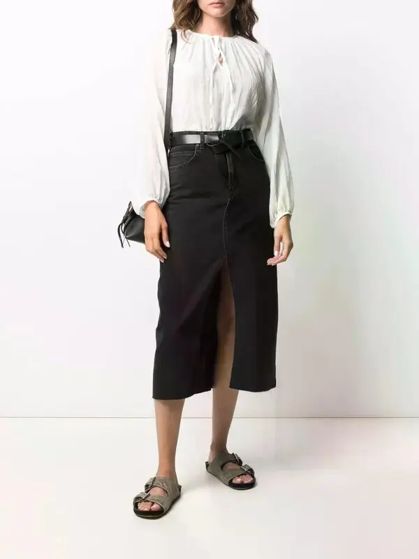 ONETEASPOON Rocko Faded Denim Midi Skirt