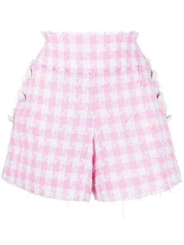 Balmain Button-embellished Gingham Tweed Shorts