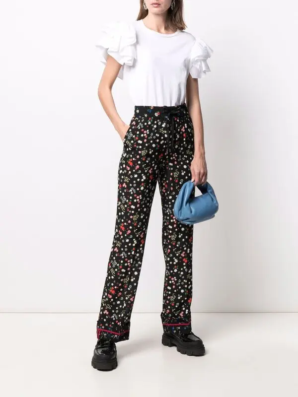 Red Valentino Floral-print Elasticated-waist Trousers