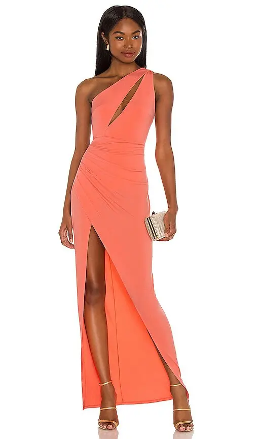 Michael Costello Parker Maxi Dress In Coral - 26% Off | Editorialist
