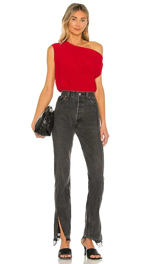Norma Kamali X Drop Shoulder Top - Tiger Red