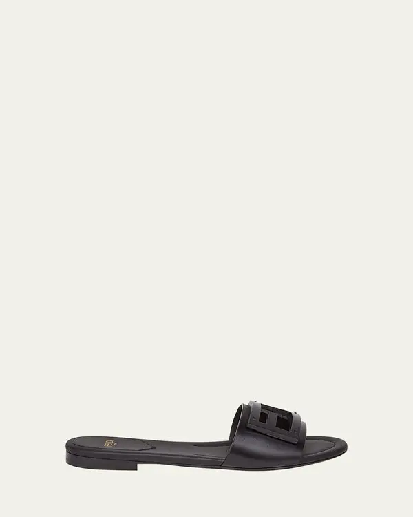 Fendi Baguette Ff Tube Medallion Flat Sandals - Nero