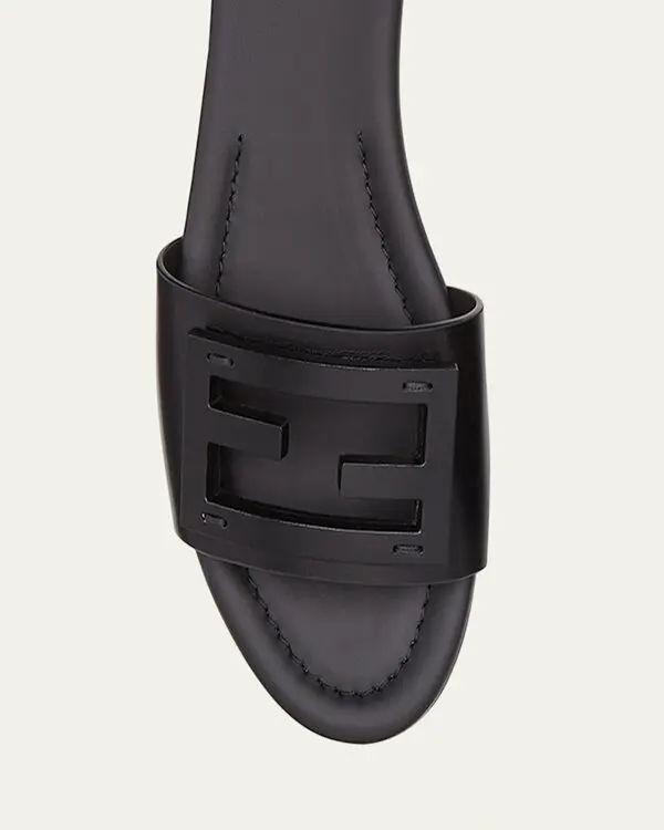 Fendi Baguette Ff Tube Medallion Flat Sandals - Nero