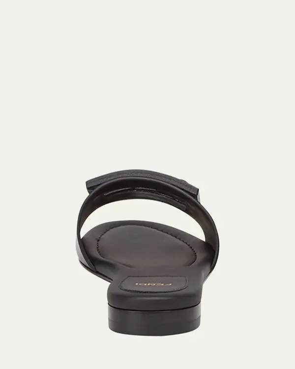 Fendi Baguette Ff Tube Medallion Flat Sandals - Nero