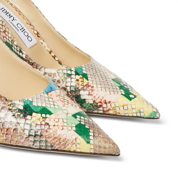 JIMMY CHOO Love 85 Glossy Rainbow Elaphe Pointed Pumps