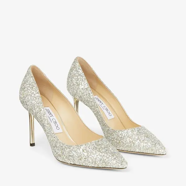 JIMMY CHOO Romy 85 Glitter Fabric Pumps - Silver