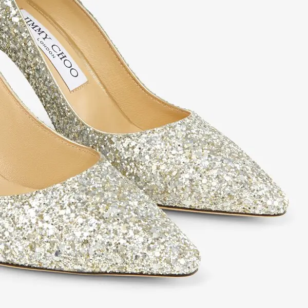 JIMMY CHOO Romy 85 Glitter Fabric Pumps - Silver