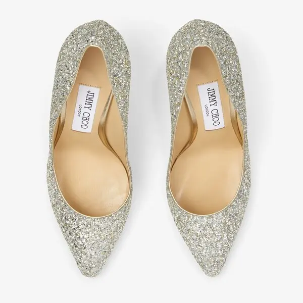 JIMMY CHOO Romy 85 Glitter Fabric Pumps - Silver