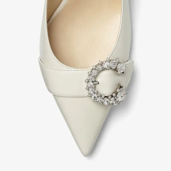 JIMMY CHOO SARESA 65 NAP LATTE サイズ37 Jimmy Choo Saresa 65 Latte Leather Pumps With Crystal