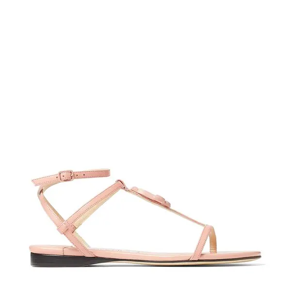 JIMMY CHOO Alodie Flat Nappa And Patent Leather Sandals
