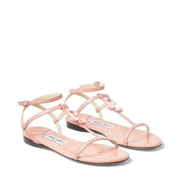 JIMMY CHOO Alodie Flat Nappa And Patent Leather Sandals