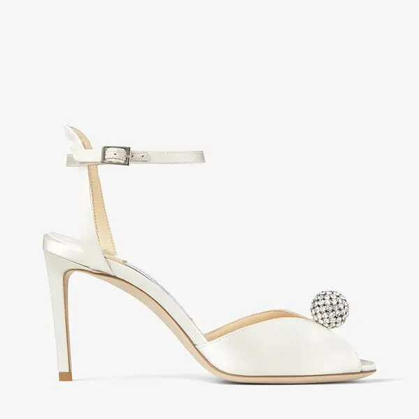 JIMMY CHOO Sacora 85 Crystal-embellished Sandals - Neutral