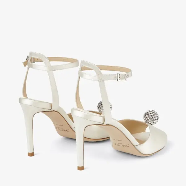 JIMMY CHOO Sacora 85 Crystal-embellished Sandals - Neutral