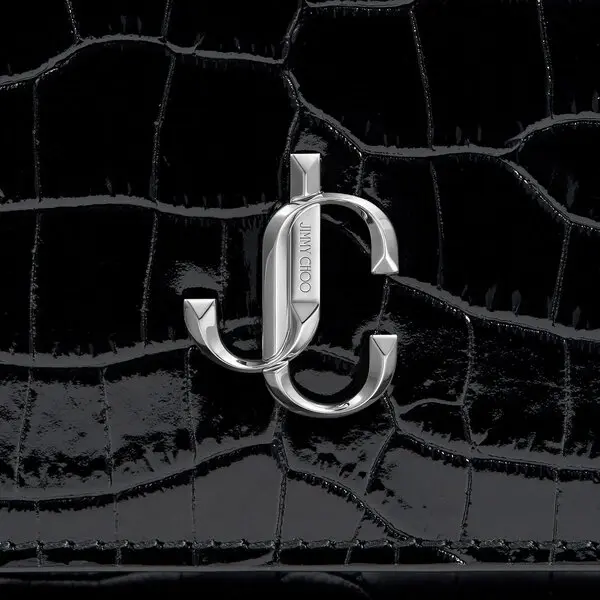 Jimmy Choo Martina Shiny Croc-Embossed Leather Wallet With Jc