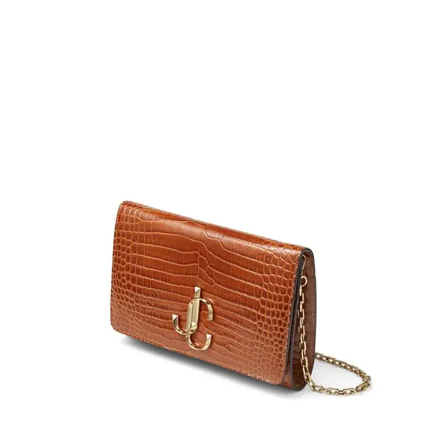 Jimmy Choo Varenne Clutch Cuoio Croc Embossed Leather Clutch Bag