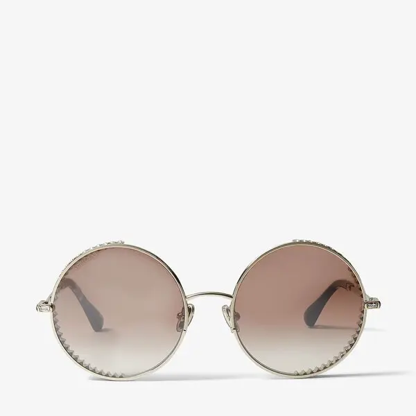 Jimmy Choo Goldy/S 56 Light Gold Round-Frame Sunglasses With  display picture 2
