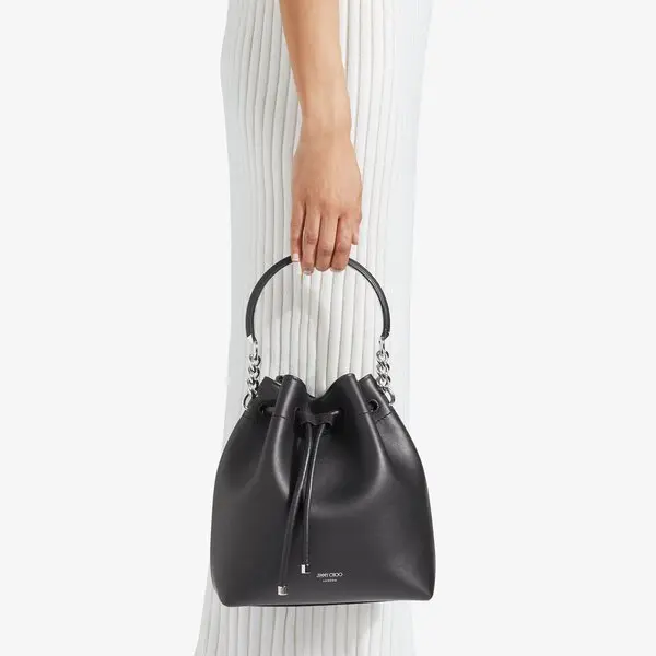 JIMMY CHOO Bon Bon Bucket Calf Leather Bag With Silver Metal Handle Multicolor