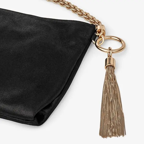 JIMMY CHOO Callie Shimmer Suede Shoulder Bag - Black